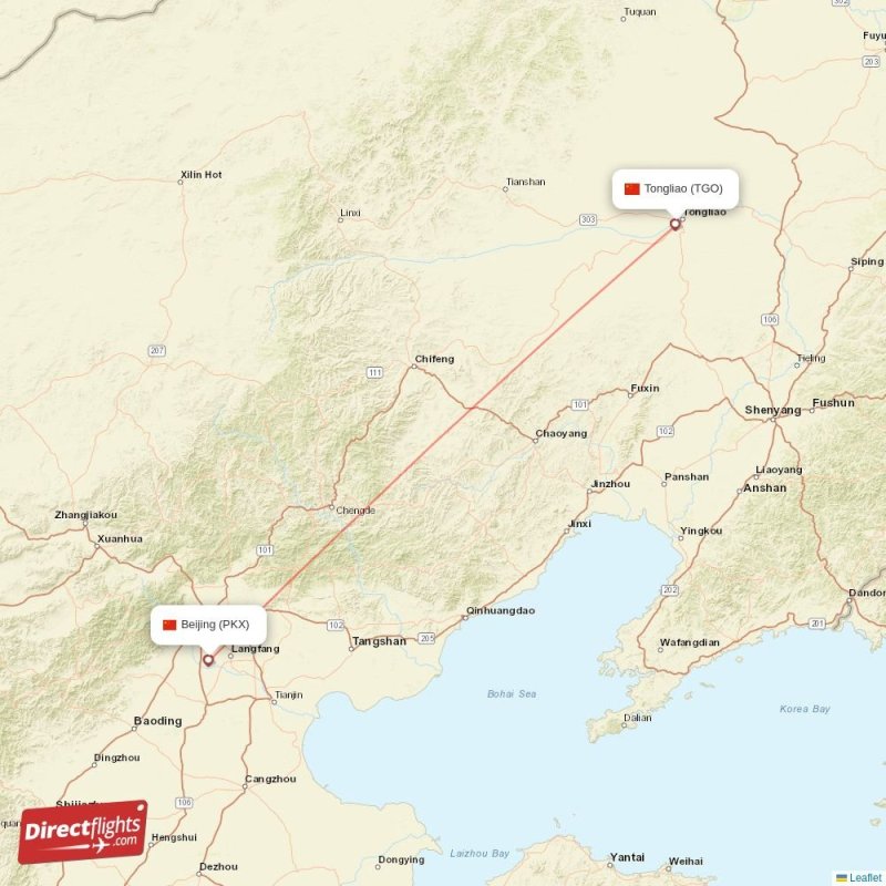 Direct flights from Beijing to Tongliao, PKX to TGO non-stop - Directflights.com