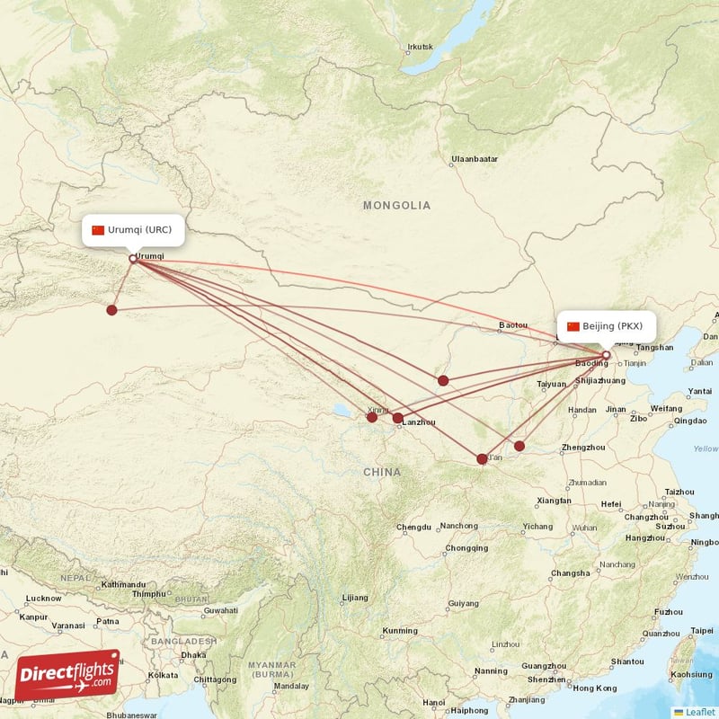 Direct flights from Beijing to Urumqi, PKX to URC non-stop ...