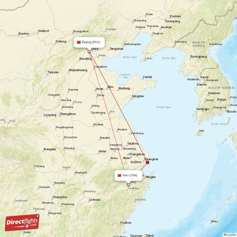 Direct flights from Beijing to Yiwu (PKX-YIW) - Directflights.com