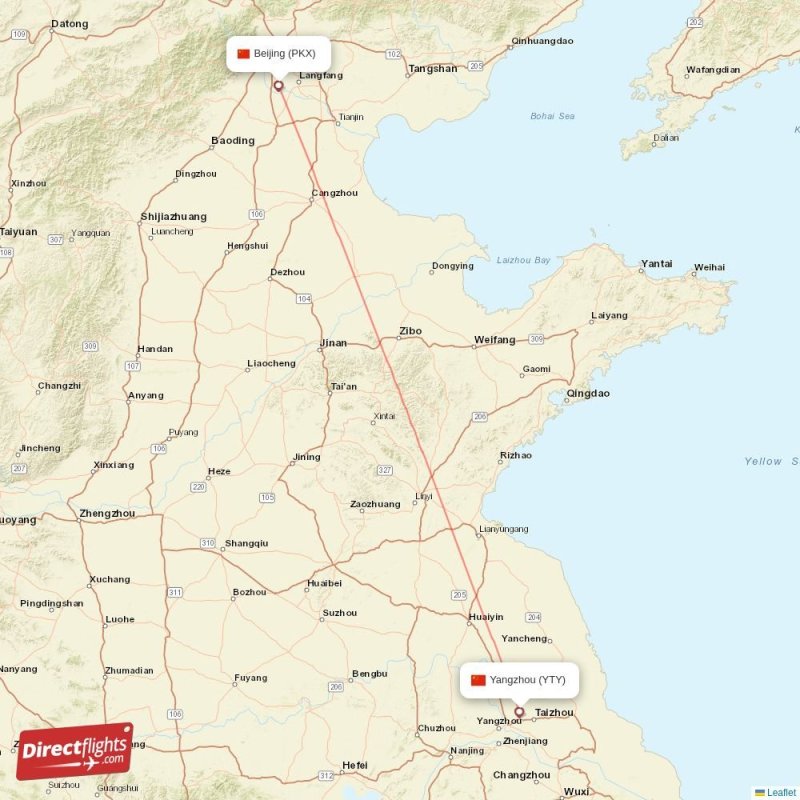 Direct flights from Beijing to Yangzhou (PKX-YTY) - Directflights.com