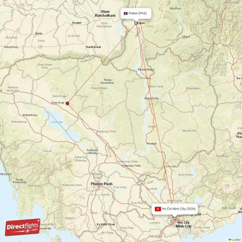 Direct flights from Pakse to Ho Chi Minh City, PKZ to SGN non-stop ...