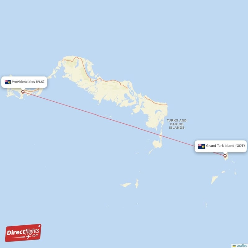 Direct flights from Providenciales to Grand Turk Island, PLS to GDT non-stop - Directflights.com