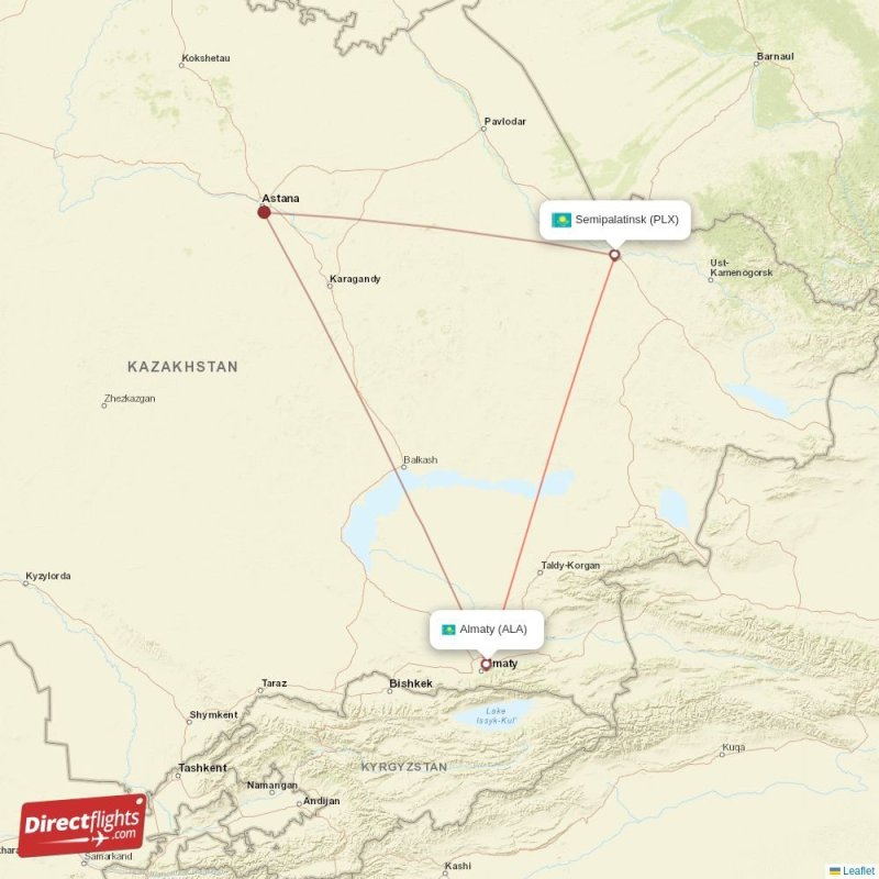 Direct flights from Semipalatinsk to Almaty, PLX to ALA non-stop ...