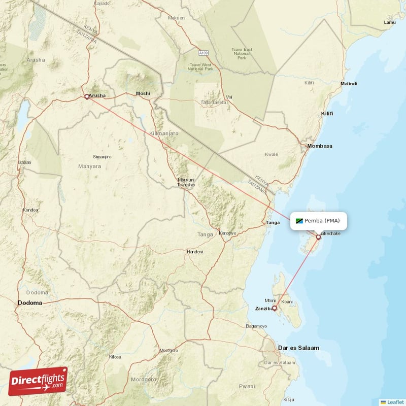 Direct flights from Pemba - 1 destinations - PMA, United Republic of ...