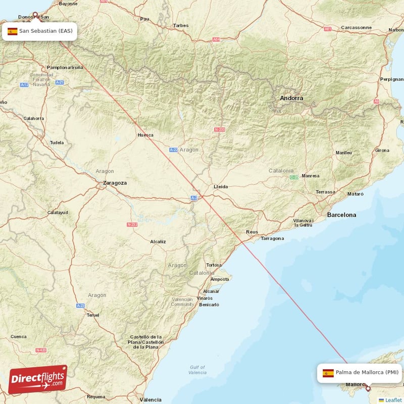 Direct flights from Palma de Mallorca to San Sebastian, PMI to EAS non ...