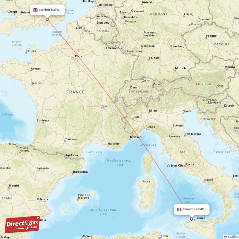 Direct flights from Palermo to London, PMO to LGW non-stop - Directflights.com