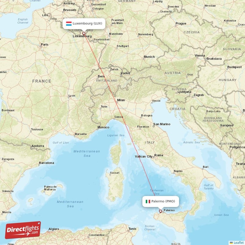 Direct flights from Palermo to Luxembourg, PMO to LUX non-stop - Directflights.com
