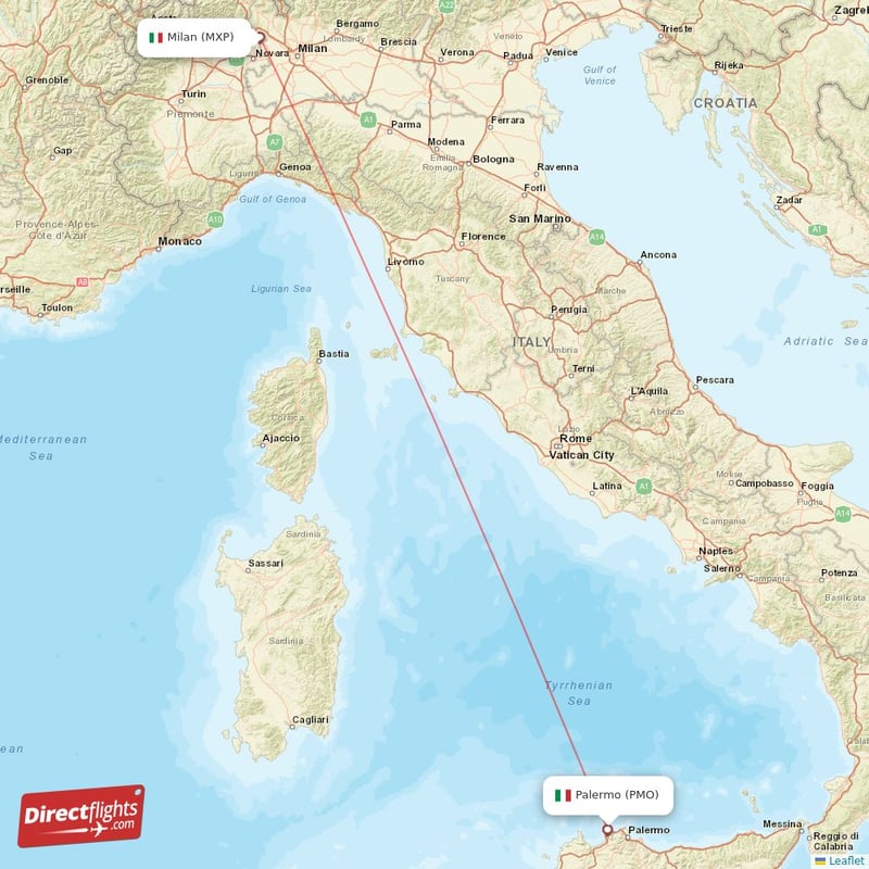 Direct flights from Palermo to Milan, PMO to MXP non-stop ...