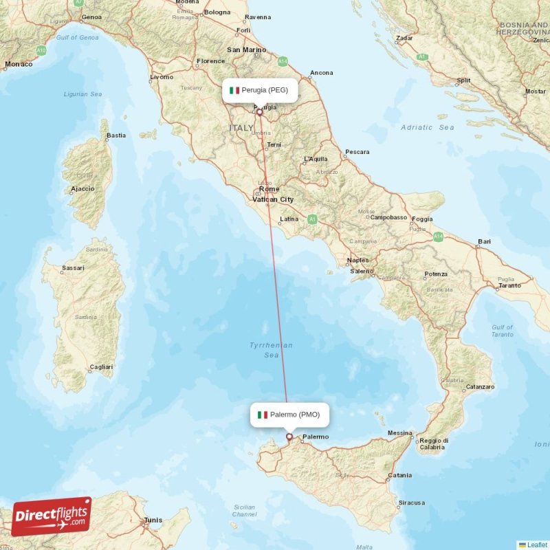 Direct flights from Palermo to Perugia, PMO to PEG non-stop ...