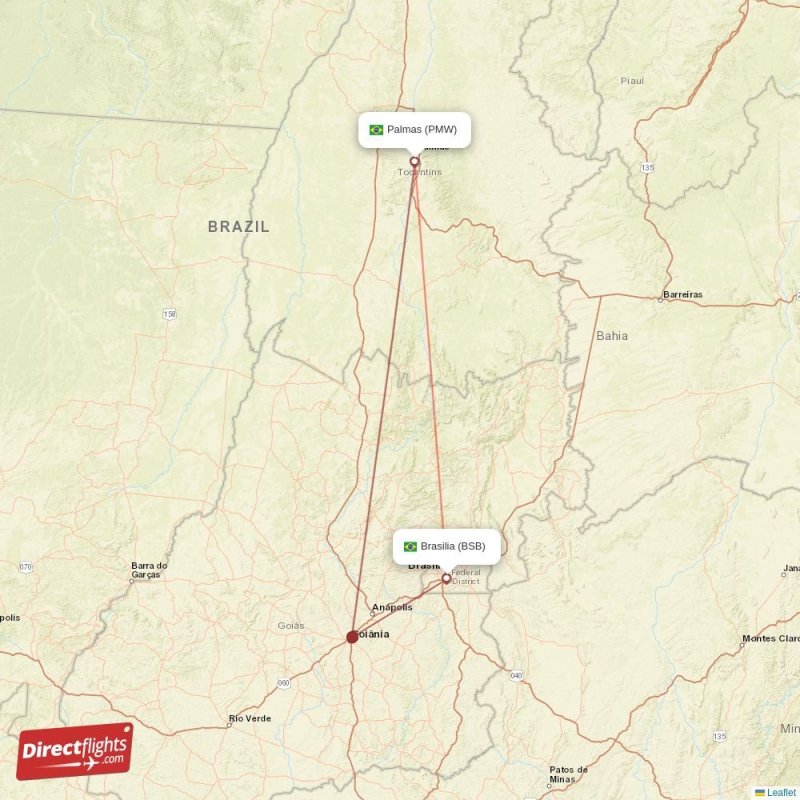 Direct flights from Palmas to Brasilia (PMW-BSB) - Directflights.com