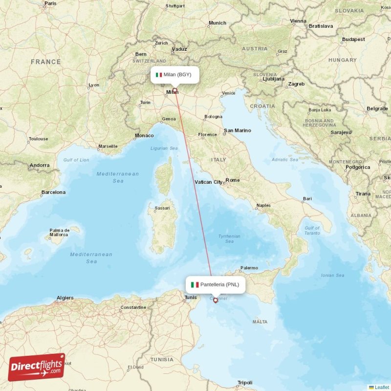 Direct flights from Pantelleria to Milan, PNL to BGY non-stop ...