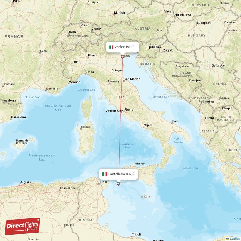 Direct flights from Pantelleria to Venice, PNL to VCE non-stop - Directflights.com