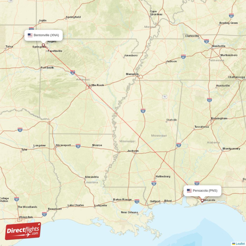 Direct flights from Pensacola to Bentonville, PNS to XNA non-stop ...