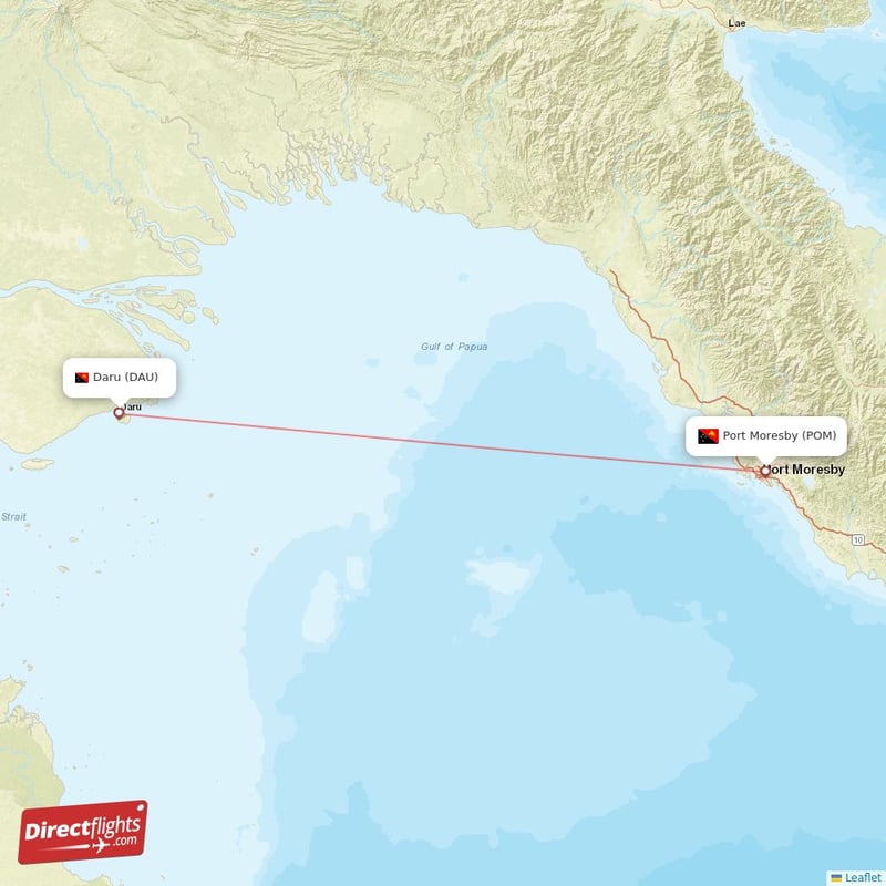 Direct flights from Port Moresby to Daru, POM to DAU non-stop ...