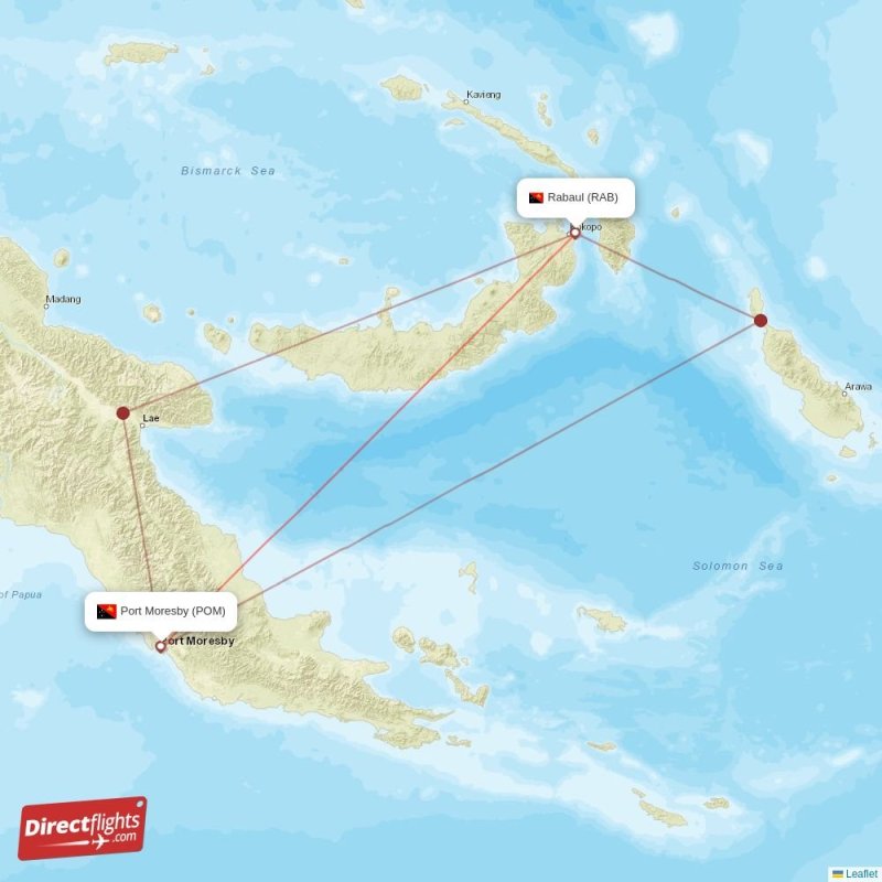 Direct flights from Port Moresby to Rabaul, POM to RAB non-stop ...