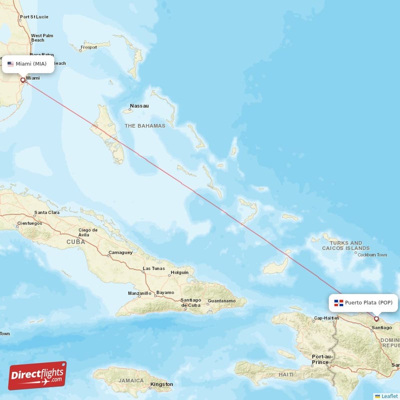 Direct flights from Puerto Plata to Miami, POP to MIA non-stop - Directflights.com