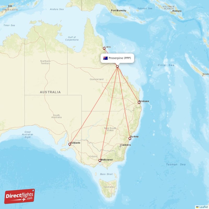 Direct flights to Proserpine - PPP, Australia - Directflights.com