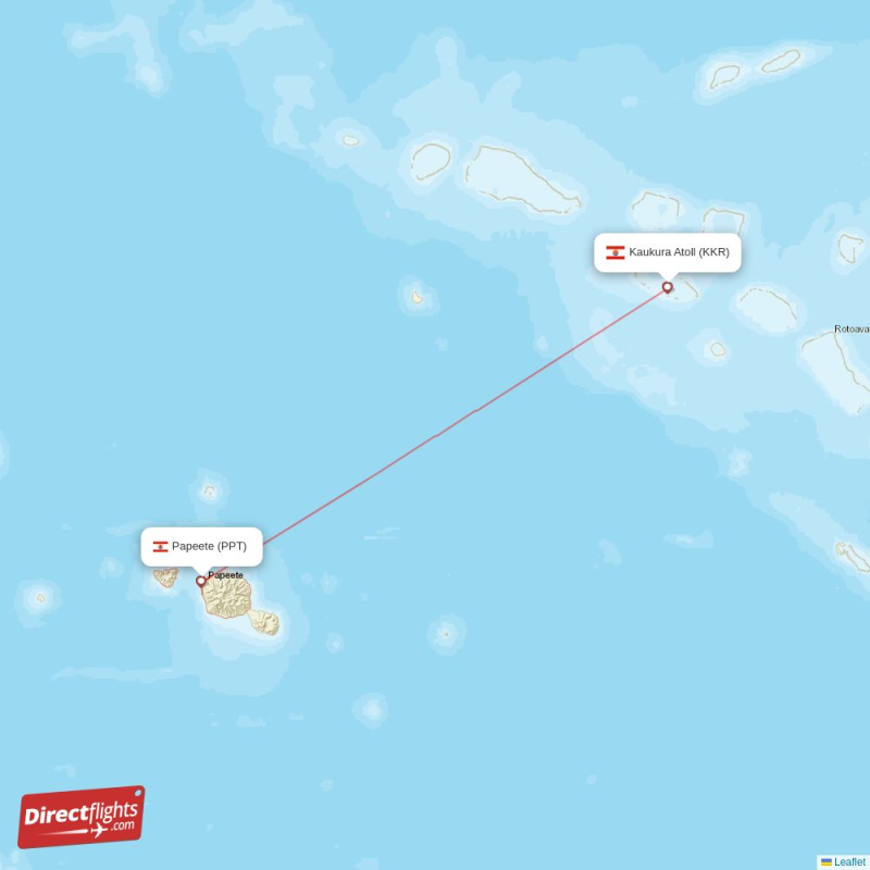 Direct flights from Papeete to Kaukura Atoll (PPT-KKR) - Directflights.com