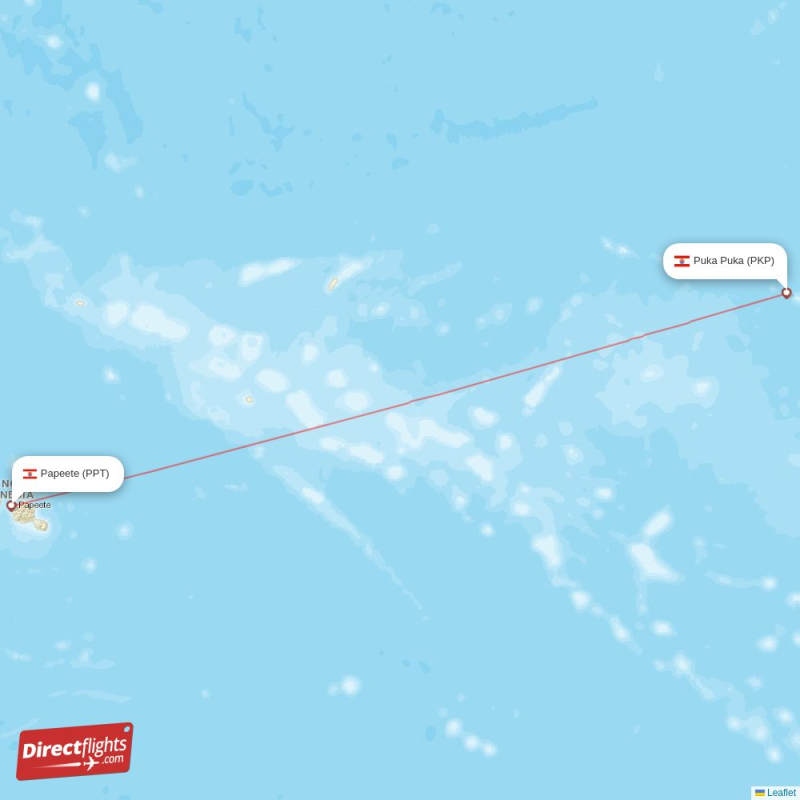 Direct flights from Papeete to Puka Puka, PPT to PKP non-stop ...