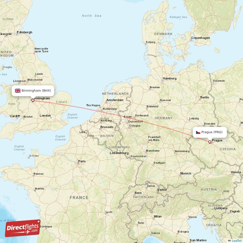 Direct flights from Prague to Birmingham, PRG to BHX non-stop - Directflights.com