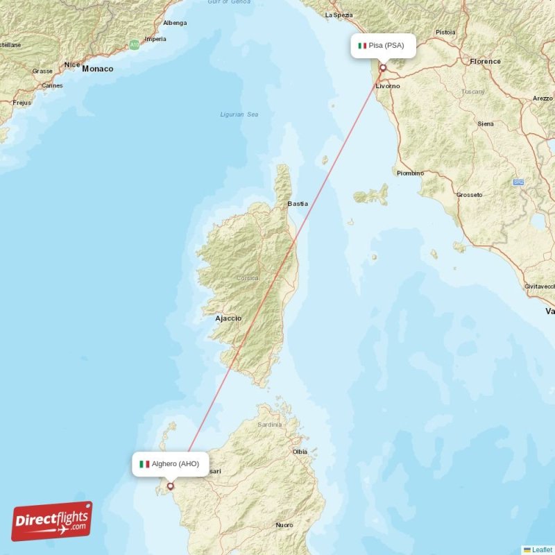 Direct flights from Pisa to Alghero, PSA to AHO non-stop ...