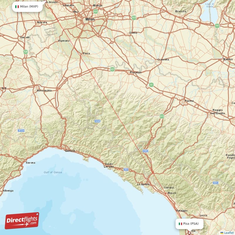 Direct flights from Pisa to Milan, PSA to MXP non-stop - Directflights.com