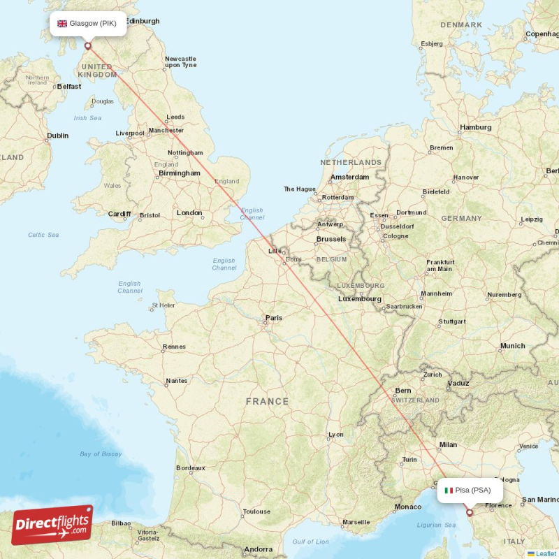 Direct flights from Pisa to Glasgow (PSA-PIK) - Directflights.com