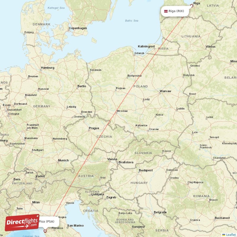 Direct flights from Pisa to Riga, PSA to RIX non-stop - Directflights.com
