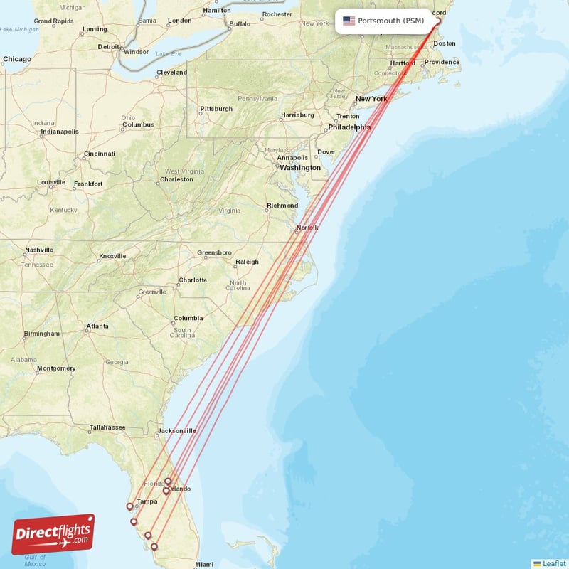 Direct flights from Portsmouth - 7 destinations - PSM, USA ...