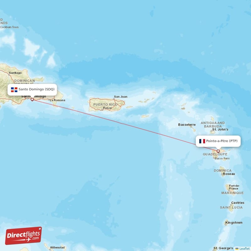 Direct flights from Pointe-a-Pitre to Santo Domingo, PTP to SDQ non-stop - Directflights.com