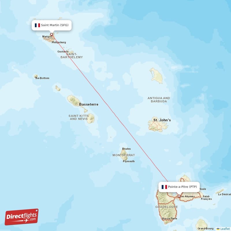 Direct flights from Pointe-a-Pitre to Saint Martin, PTP to SFG non-stop ...