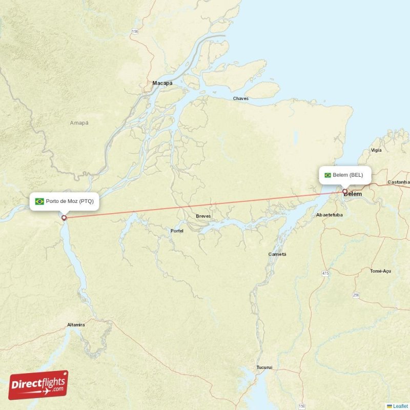Direct flights from Belem to Porto de Moz, BEL to PTQ non-stop - Directflights.com