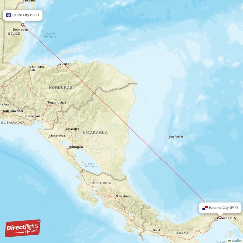Direct flights from Panama City to Belize City, PTY to BZE non-stop - Directflights.com