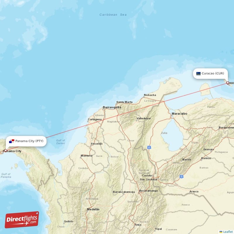 Direct flights from Panama City to Curacao, PTY to CUR non-stop ...