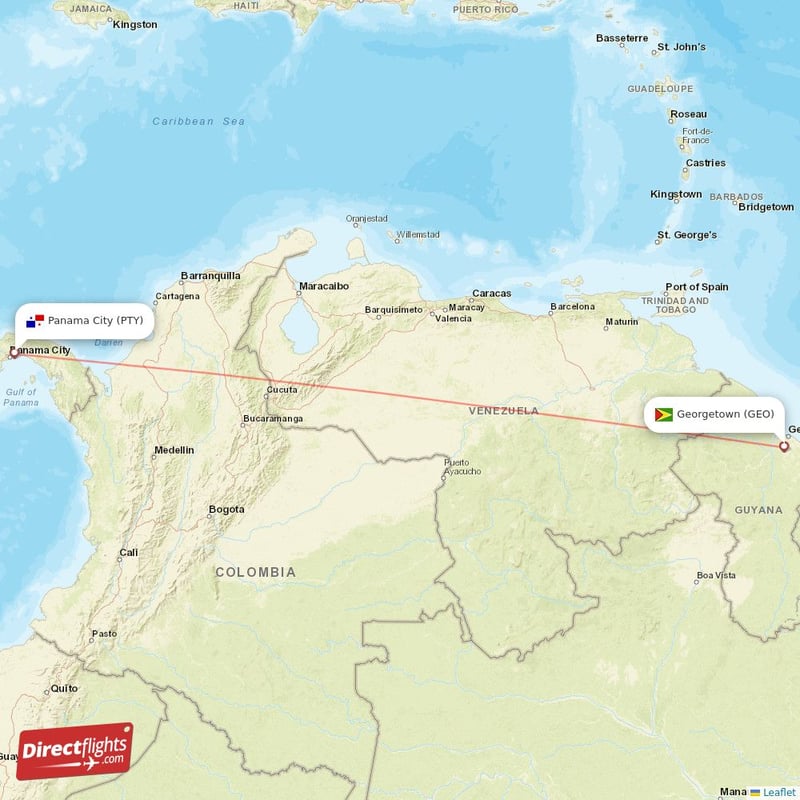 Direct flights from Panama City to Georgetown, PTY to GEO non-stop ...