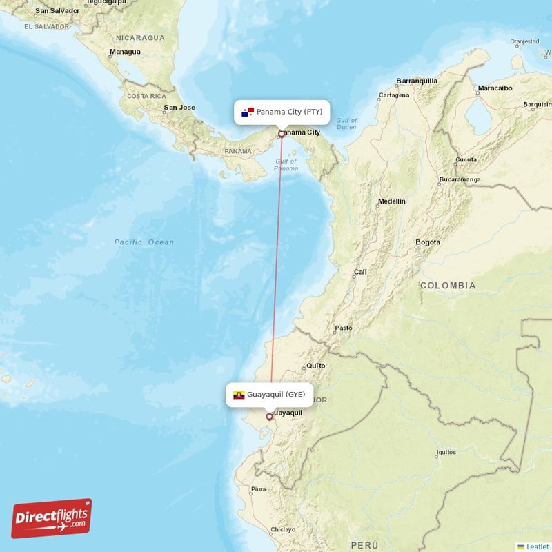 Direct flights from Panama City to Guayaquil, PTY to GYE non-stop - Directflights.com
