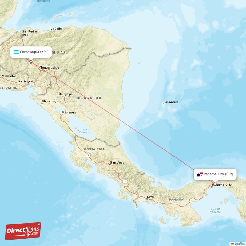 Direct flights from Panama City to Comayagua, PTY to XPL non-stop ...