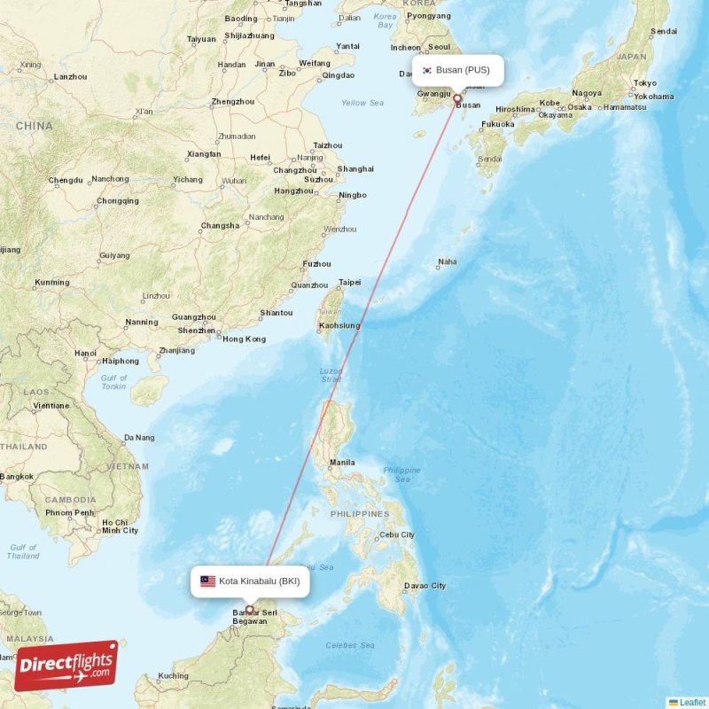 Direct flights from Busan to Kota Kinabalu, PUS to BKI non-stop ...