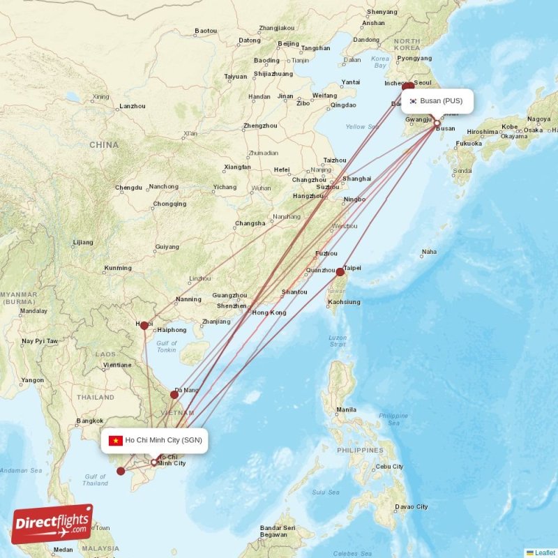 Direct flights from Busan to Ho Chi Minh City (PUS-SGN) - Directflights.com