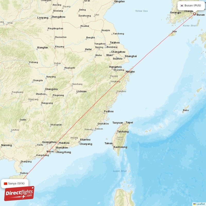 Direct flights from Busan to Sanya, PUS to SYX non-stop - Directflights.com