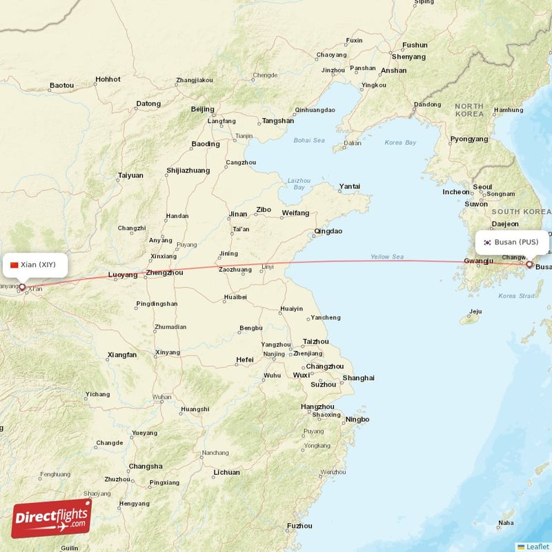 Direct flights from Busan to Xian (PUS-XIY) - Directflights.com