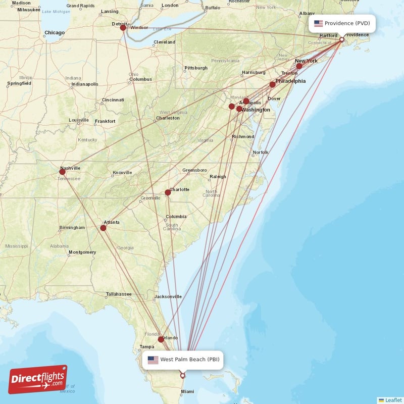 Direct flights from Providence to West Palm Beach, PVD to PBI non-stop - Directflights.com