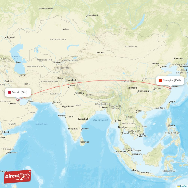 Direct flights from Shanghai to Bahrain (PVG-BAH) - Directflights.com