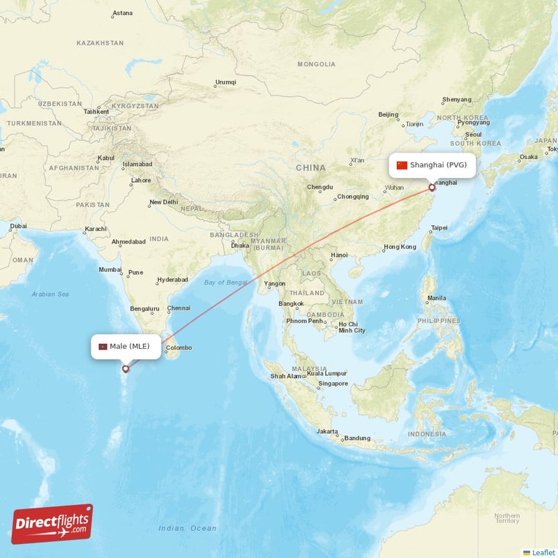 Direct flights from Shanghai to Male, PVG to MLE non-stop - Directflights.com