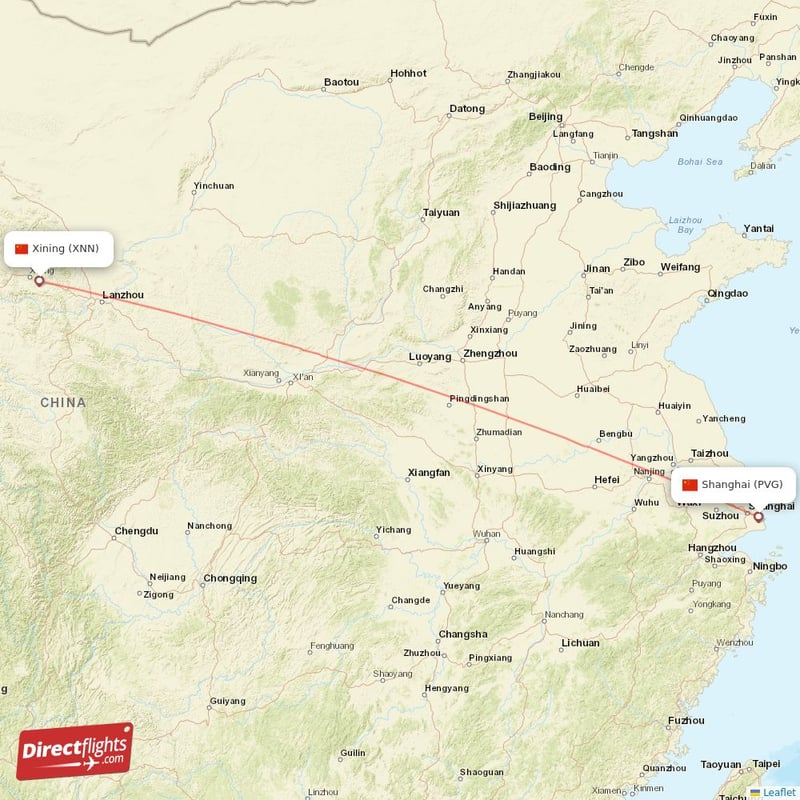 Direct flights from Shanghai to Xining, PVG to XNN non-stop - Directflights.com