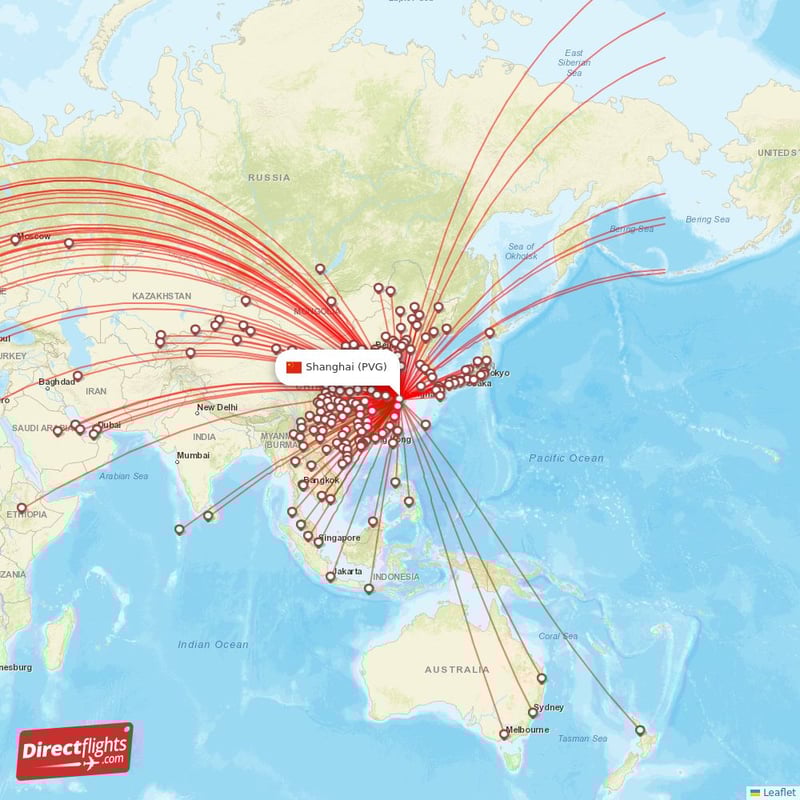 Direct flights from Shanghai - 237 destinations - PVG, China - Directflights.com