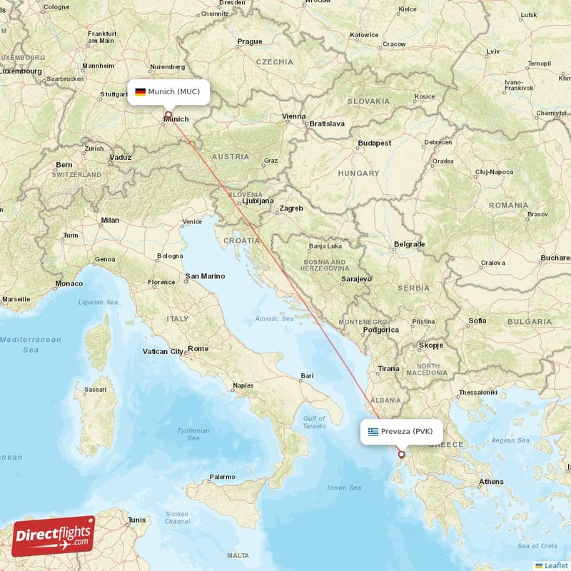 Direct flights from Preveza to Munich, PVK to MUC non-stop - Directflights.com