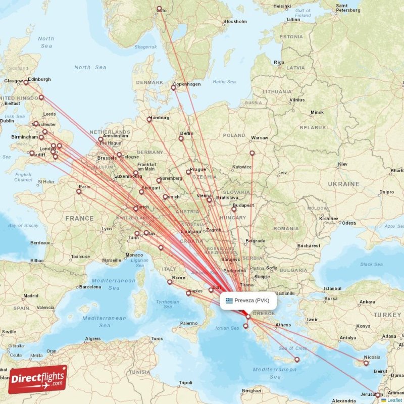 Direct flights to Preveza - PVK, Greece - Directflights.com