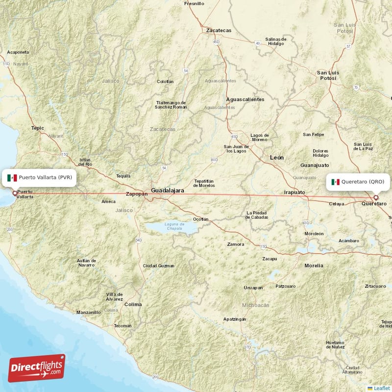 Direct flights from Puerto Vallarta to Queretaro, PVR to QRO non-stop ...