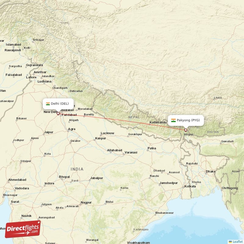 Direct flights from Pakyong to Delhi, PYG to DEL non-stop ...